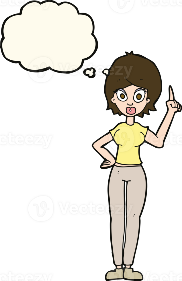 Cartoon Woman Explaining Her Point With Thought Bubble 45245798 Png