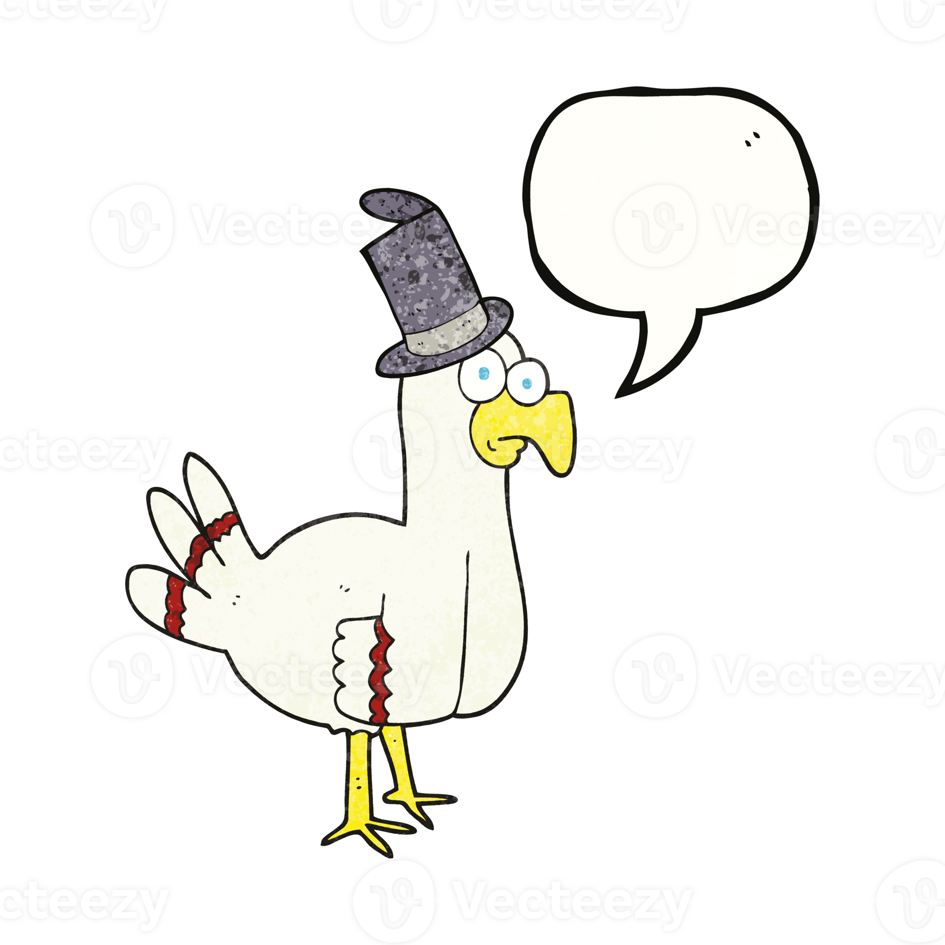 hand speech bubble textured cartoon bird wearing top hat 45246949 PNG
