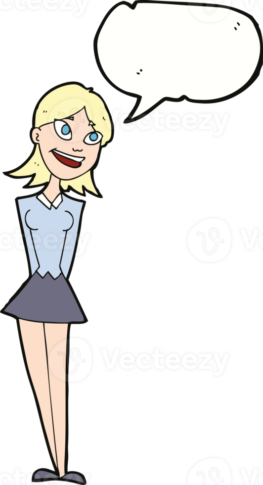 Cartoon Happy Woman With Speech Bubble 45247155 Png