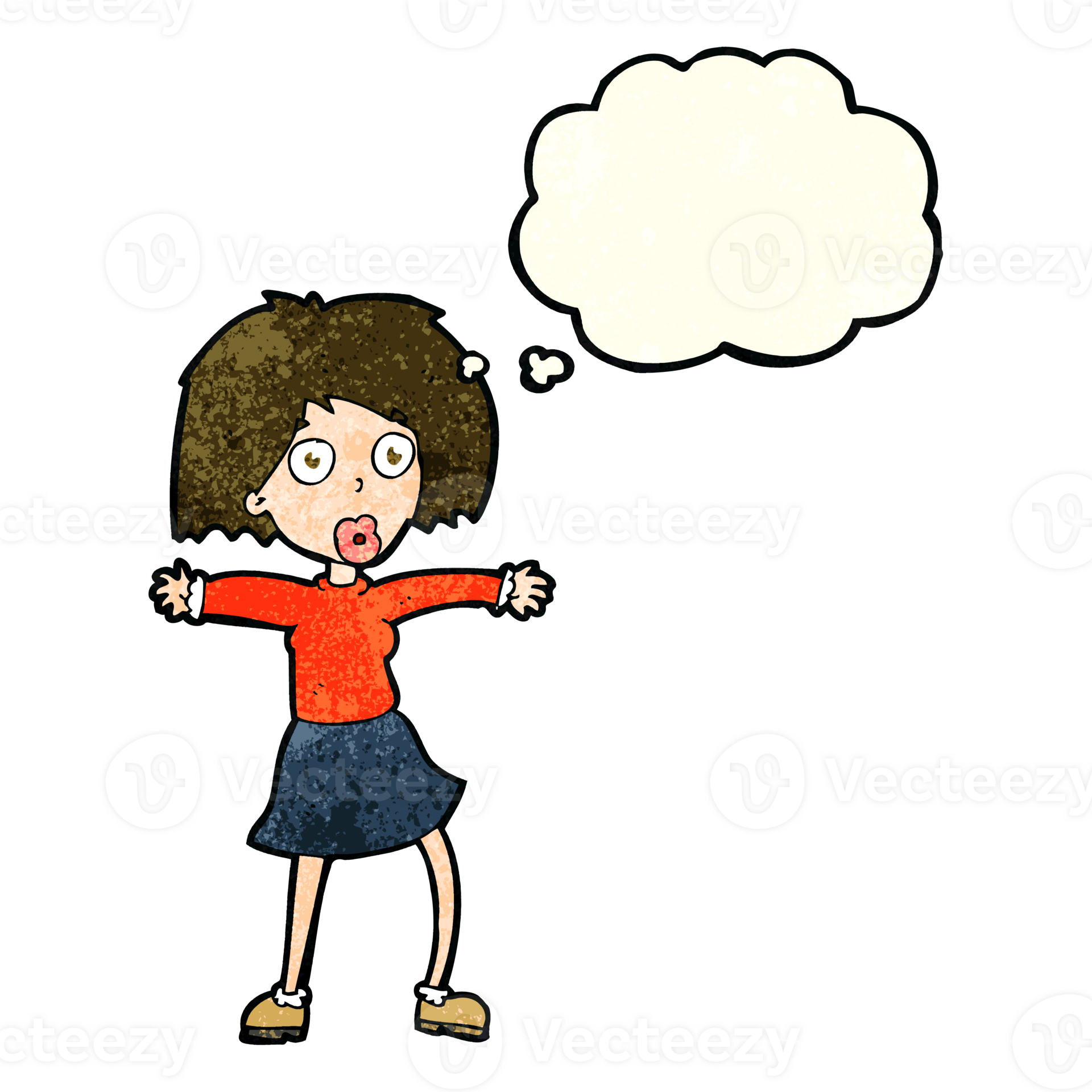 cartoon surprised woman with thought bubble 45247454 PNG