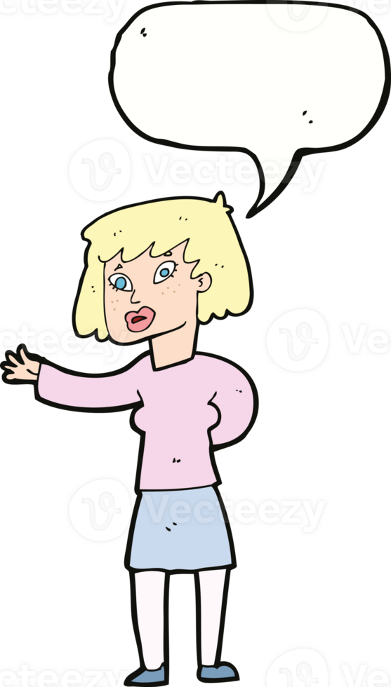 Cartoon Woman Explaining With Speech Bubble 45251190 Png