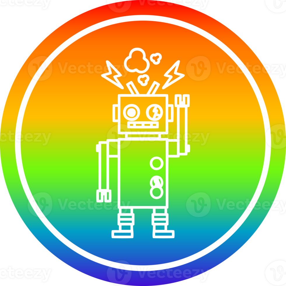 Malfunctioning Robot Circular Icon With Rainbow Gradient Finish 45252183 Png