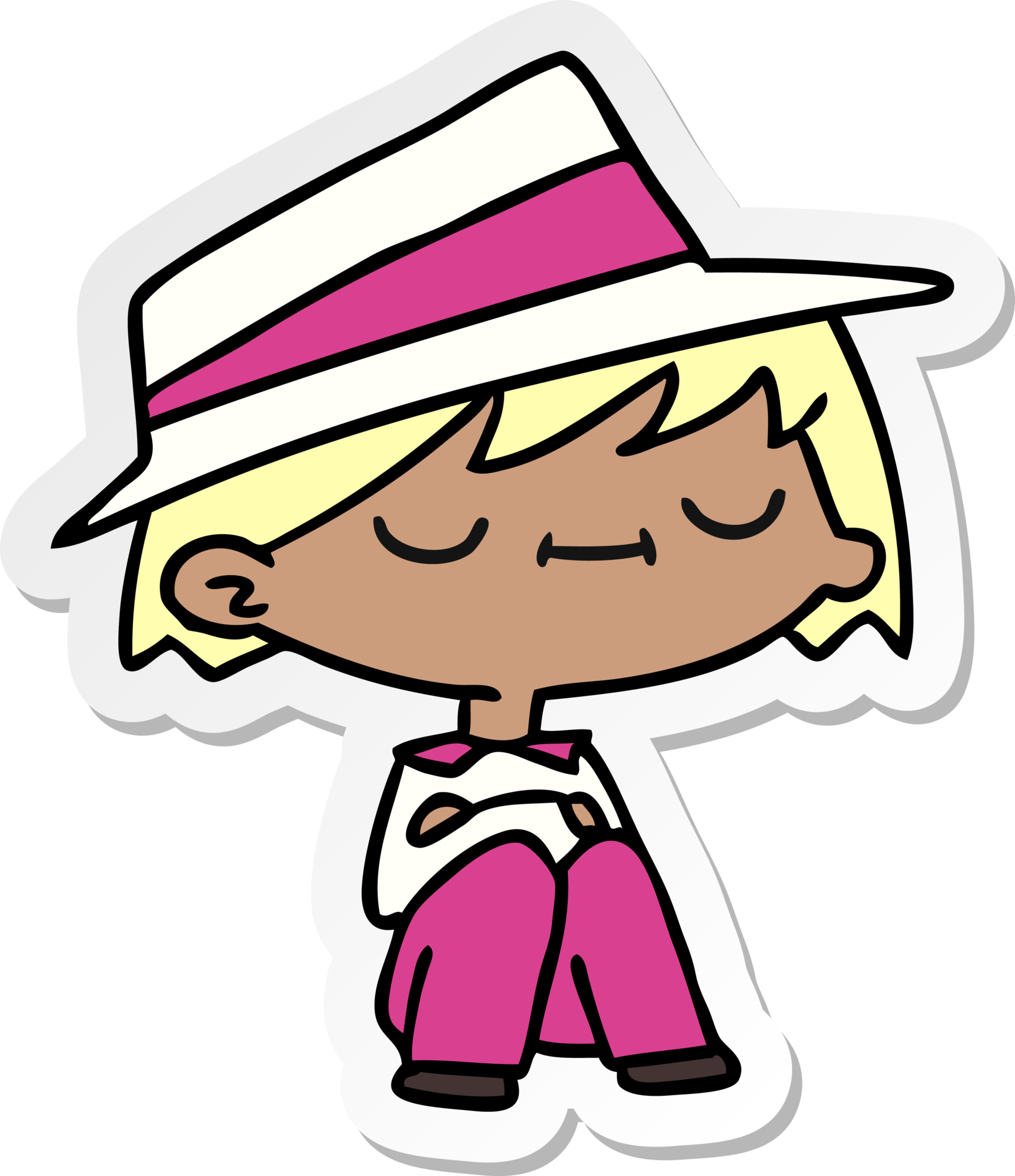 hand drawn sticker cartoon of a cute kawaii person 45252557 PNG