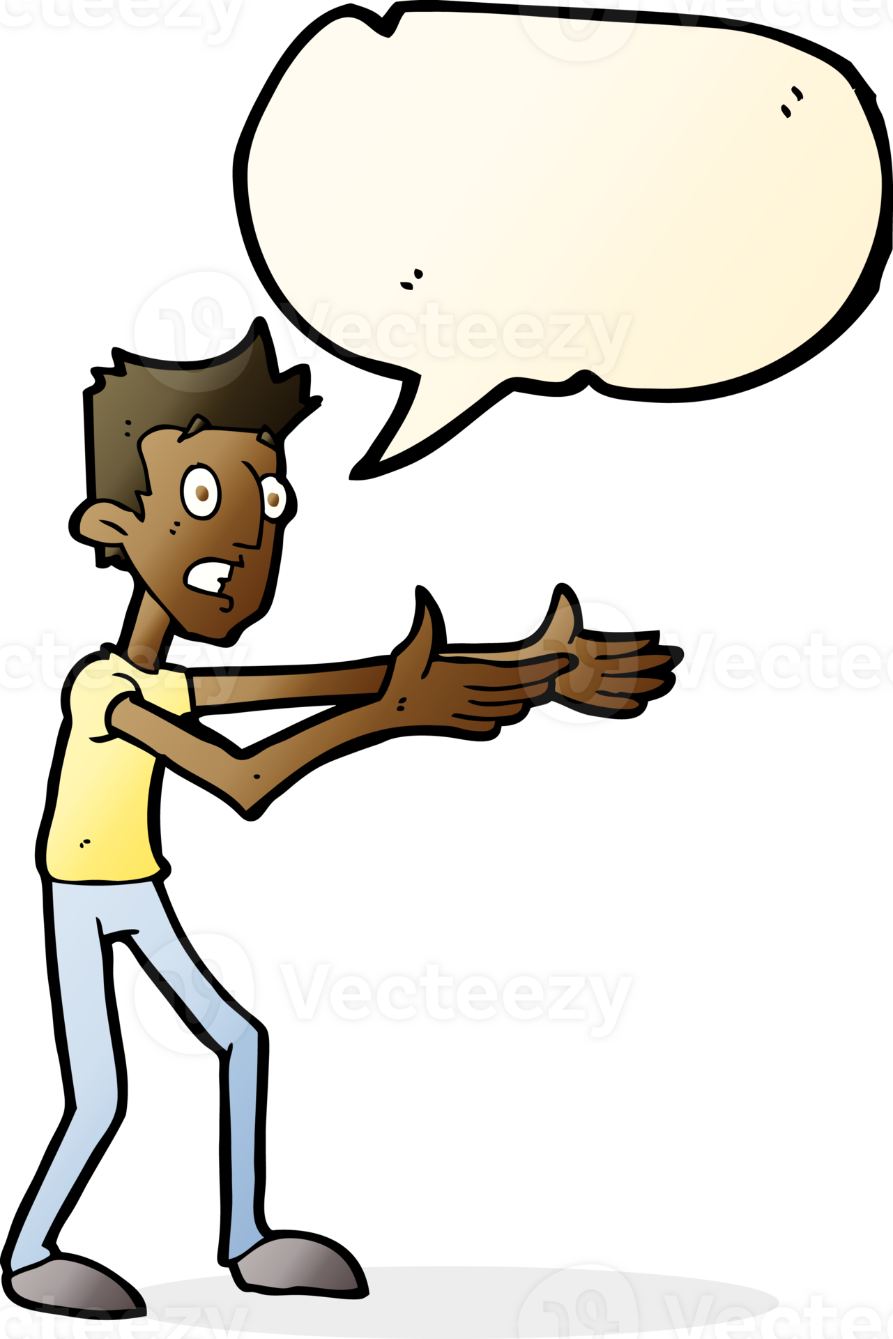 cartoon man desperately explaining with speech bubble 45252714 PNG