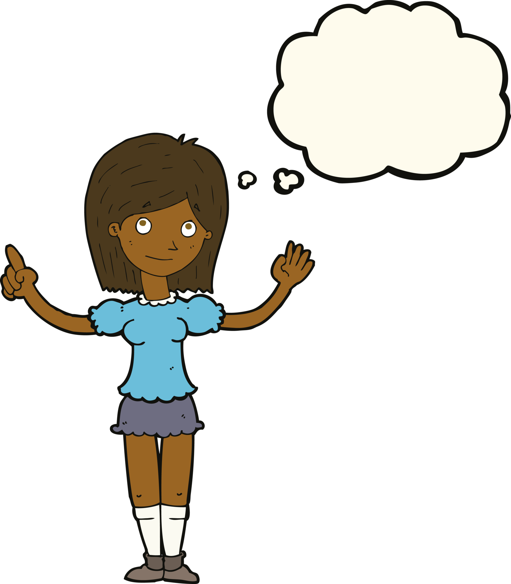Cartoon Woman Explaining Idea With Thought Bubble 45253926 Png