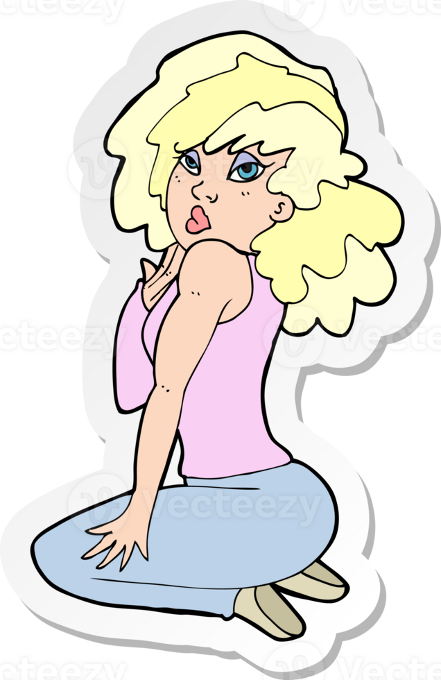 Sticker Of A Cartoon Woman Posing 45254750 Png