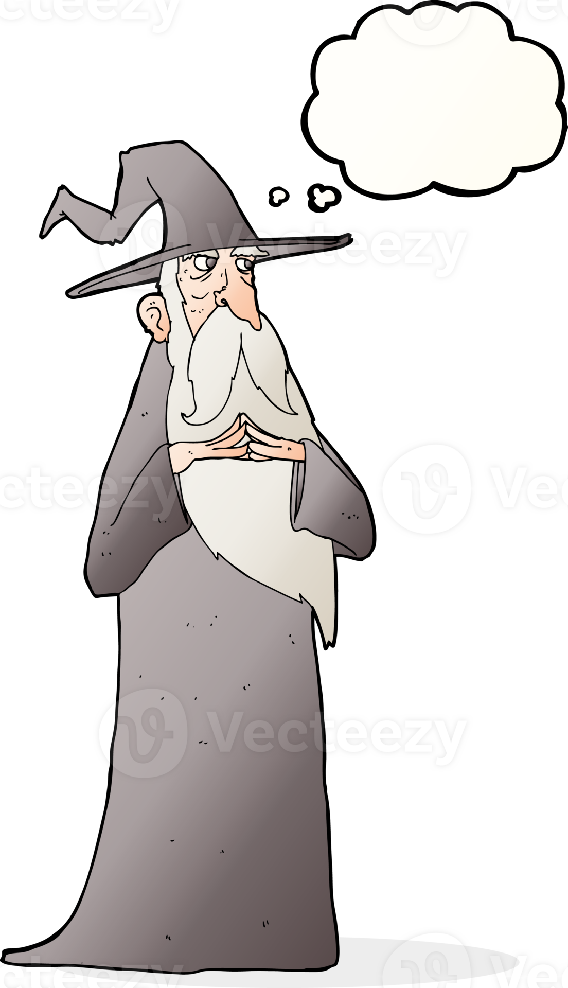 Cartoon Old Wizard With Thought Bubble 45256720 Png