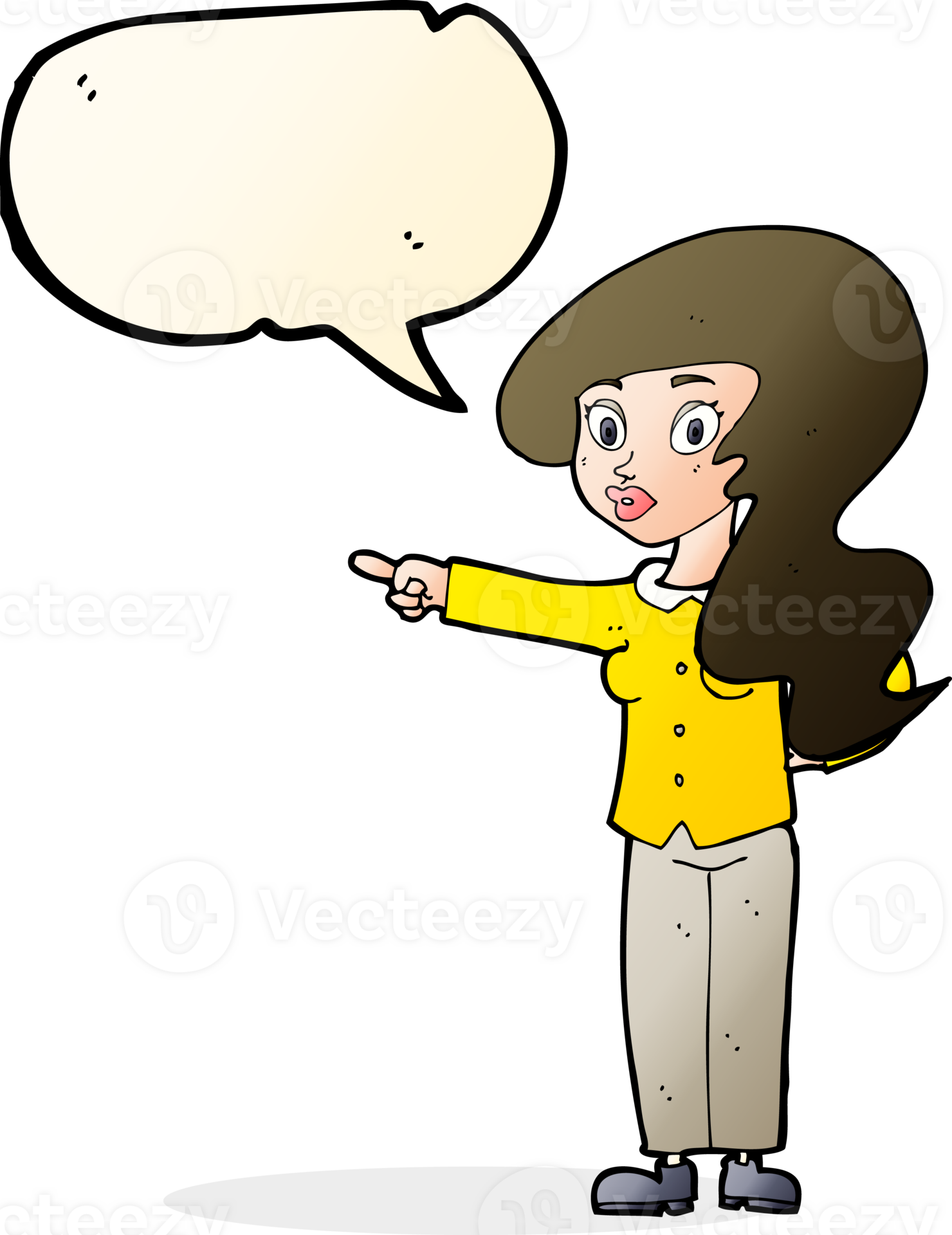 Cartoon Pretty Woman Pointing With Speech Bubble 45257796 Png