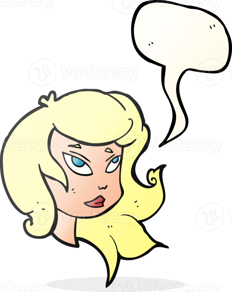 Hand Drawn Speech Bubble Cartoon Female Face 45260534 Png