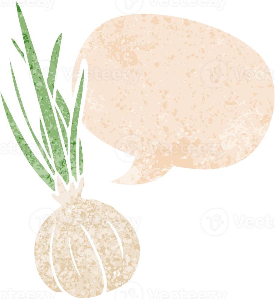 cartoon garlic with speech bubble in grunge distressed retro textured style 45263734 PNG