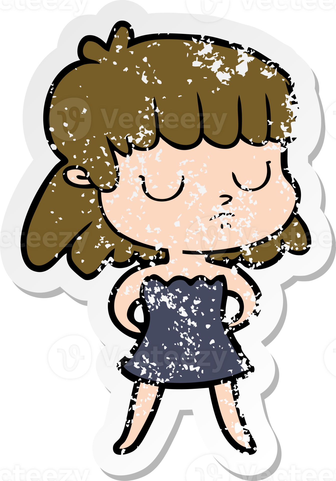 distressed sticker of a cartoon indifferent woman 45263948 PNG