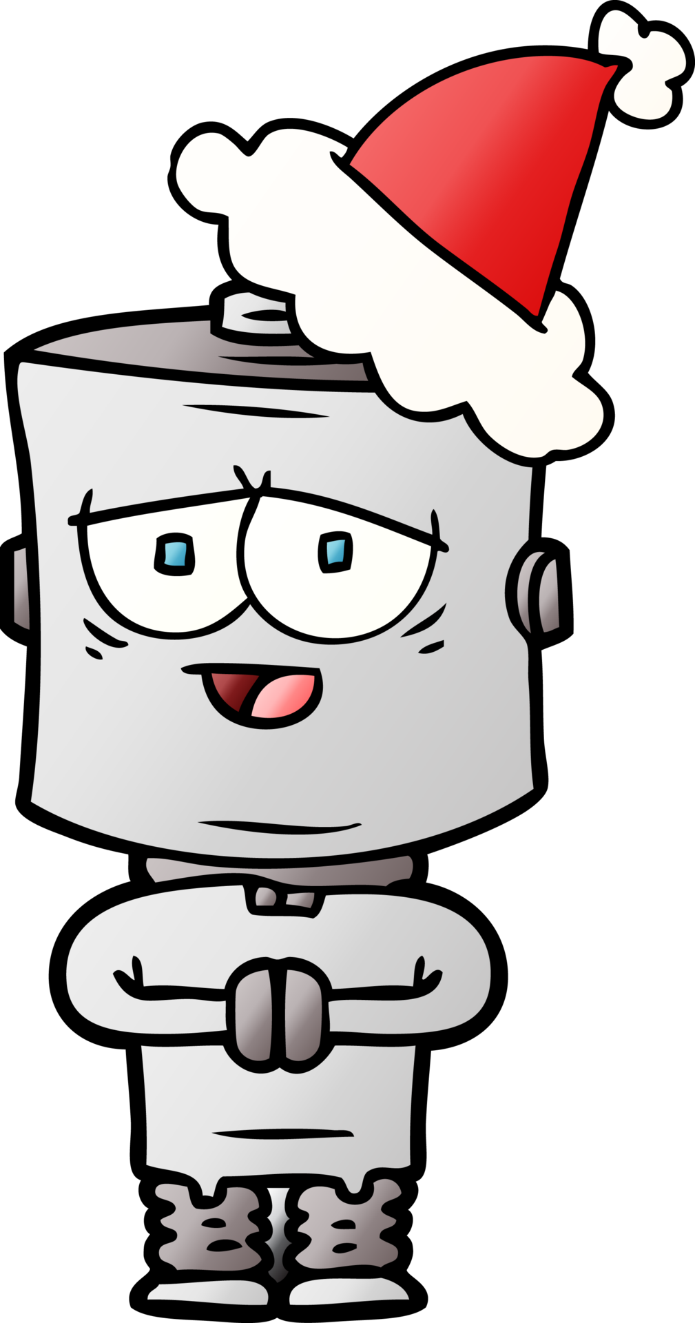 Hand Drawn Gradient Cartoon Of A Robot Wearing Santa Hat 45264383 Png