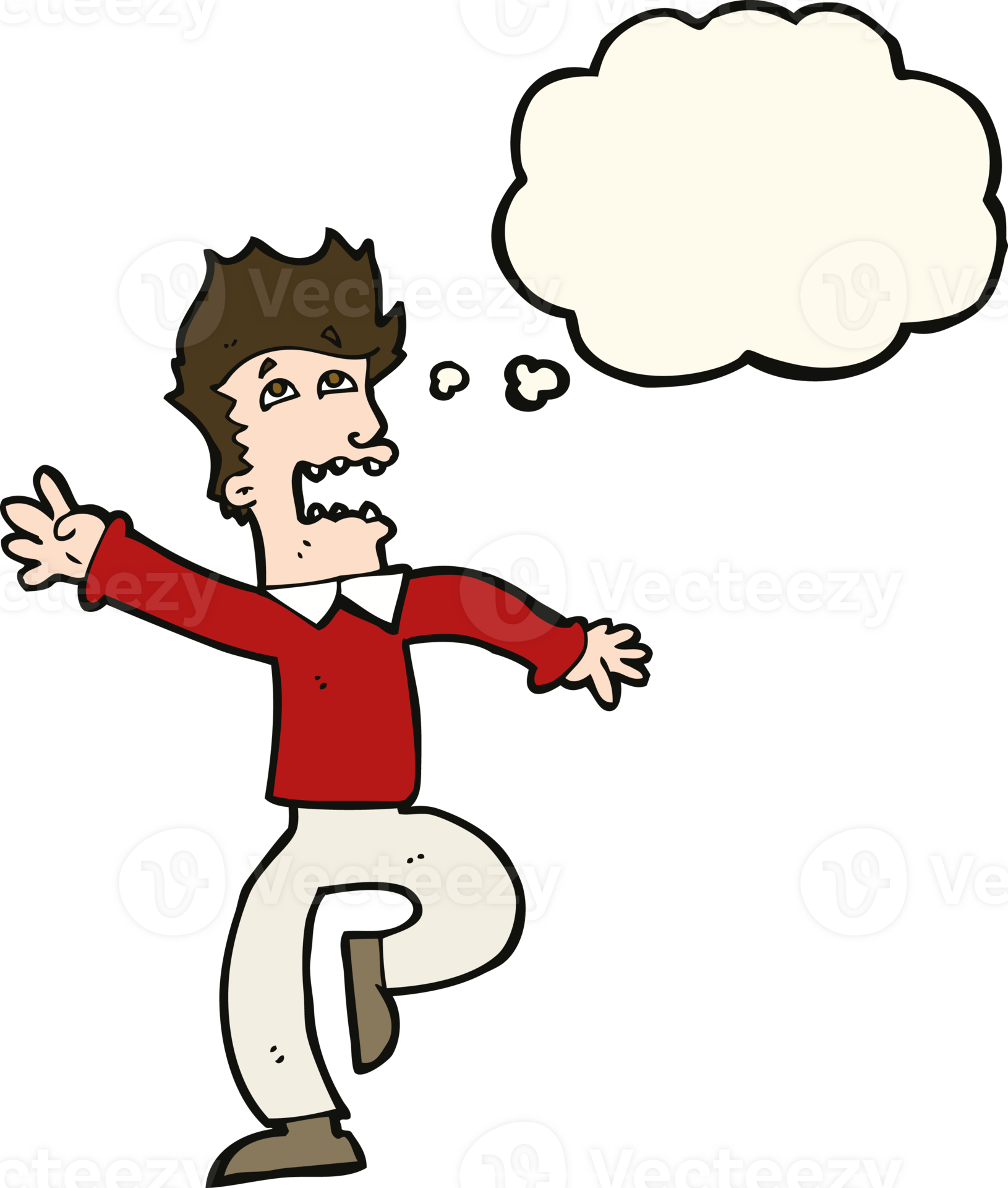 cartoon man panicking with thought bubble 45265115 PNG