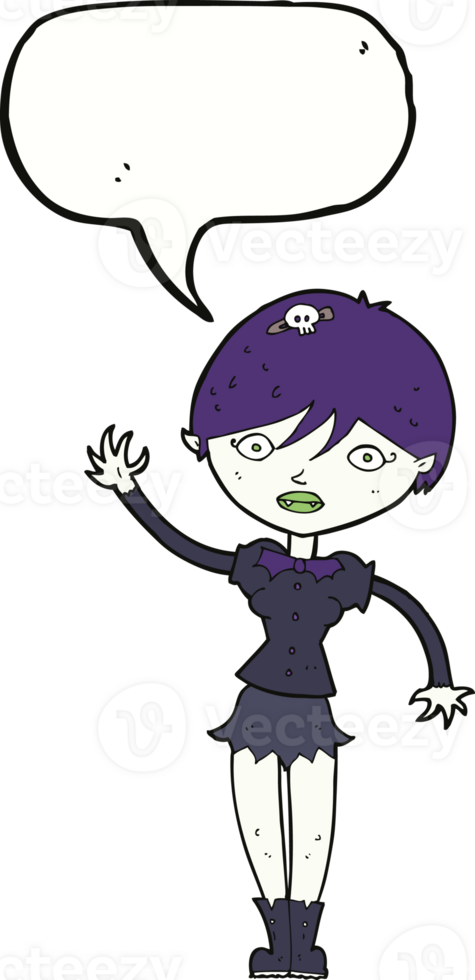 Cartoon Vampire Girl Waving With Speech Bubble 45266795 Png
