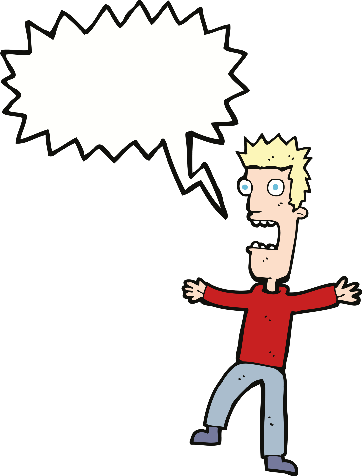 cartoon terrified man with speech bubble 45271671 PNG