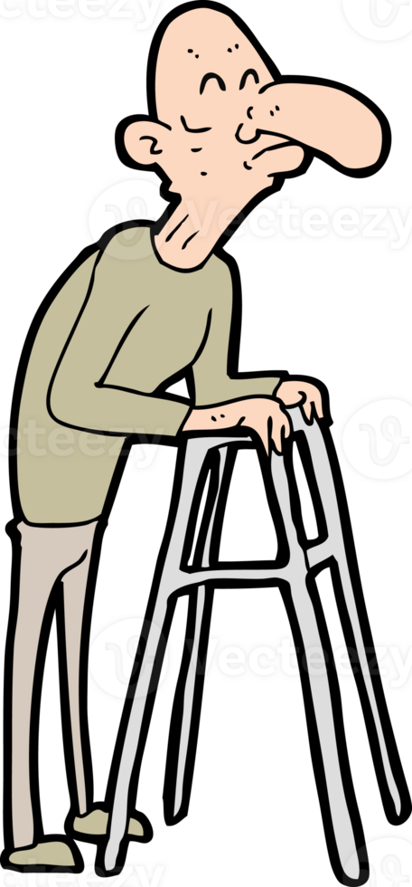 Cartoon Old Man With Walking Frame 45272546 Png