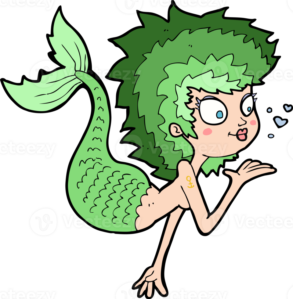 Cartoon Mermaid Blowing A Kiss 45272584 Png