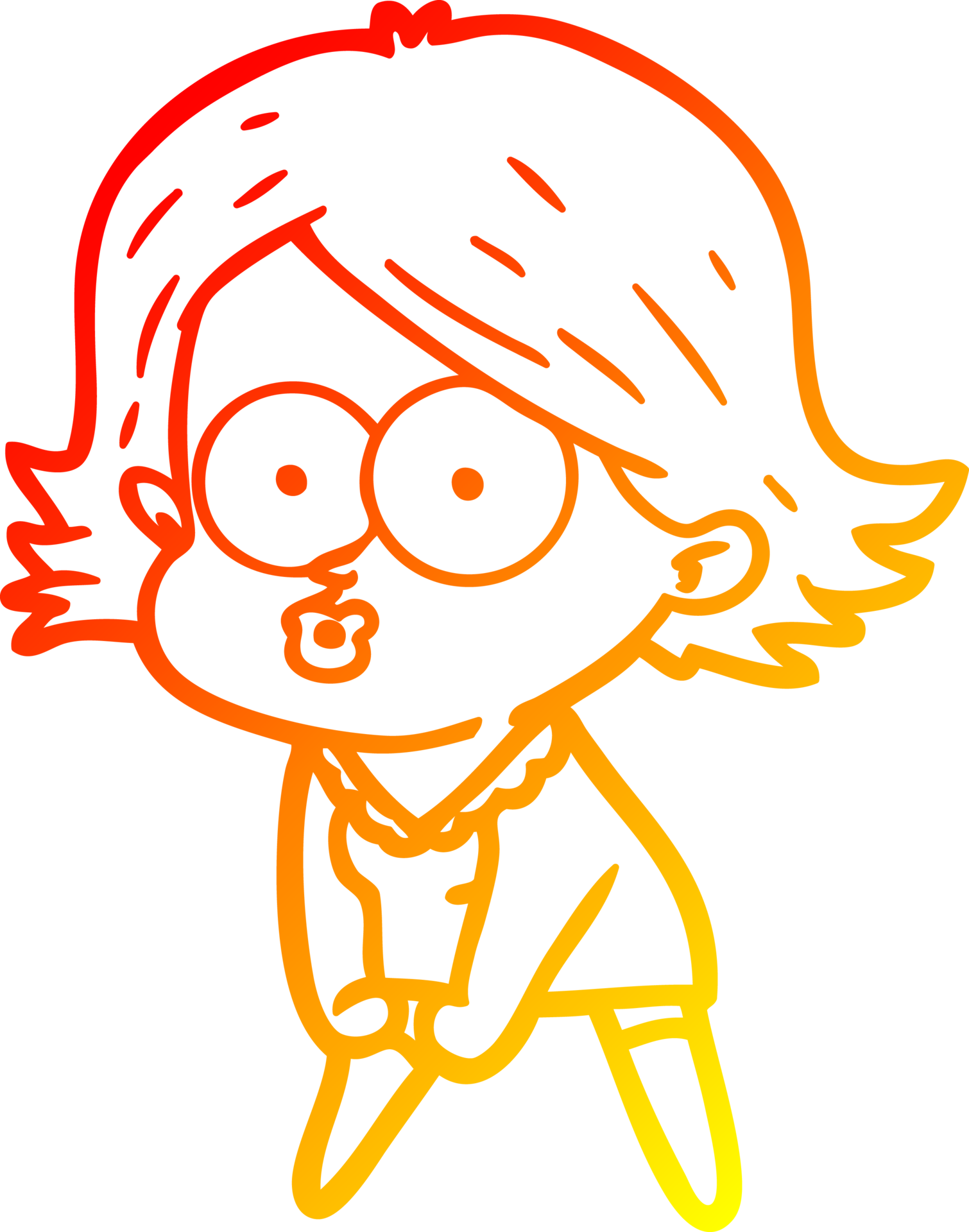 Ligne De Gradient Chaud Dessin Fille De Dessin Animé Faisant La Moue