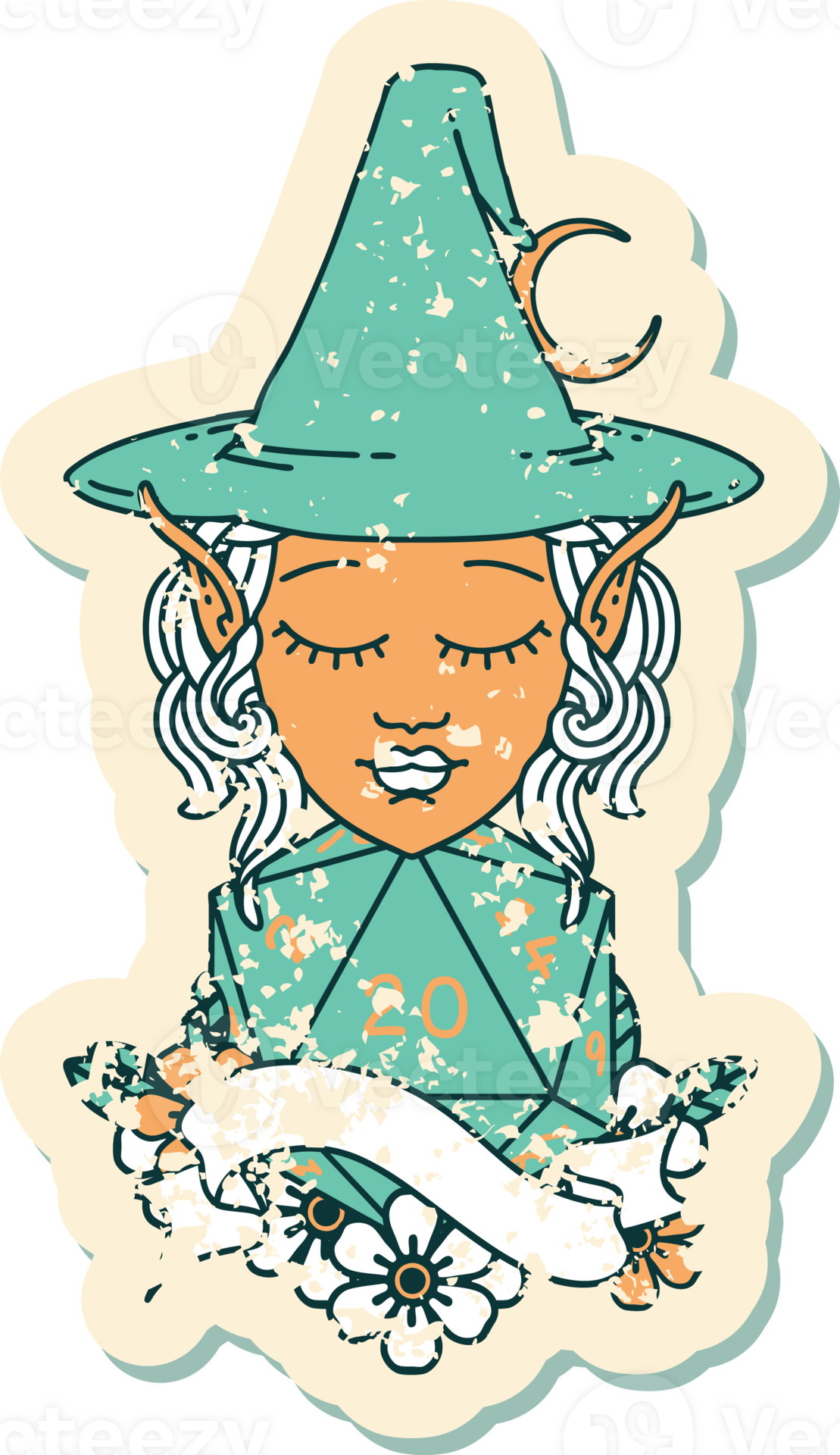 Elf Mage Character With Natural Twenty Dice Roll Illustration 45277785 Png
