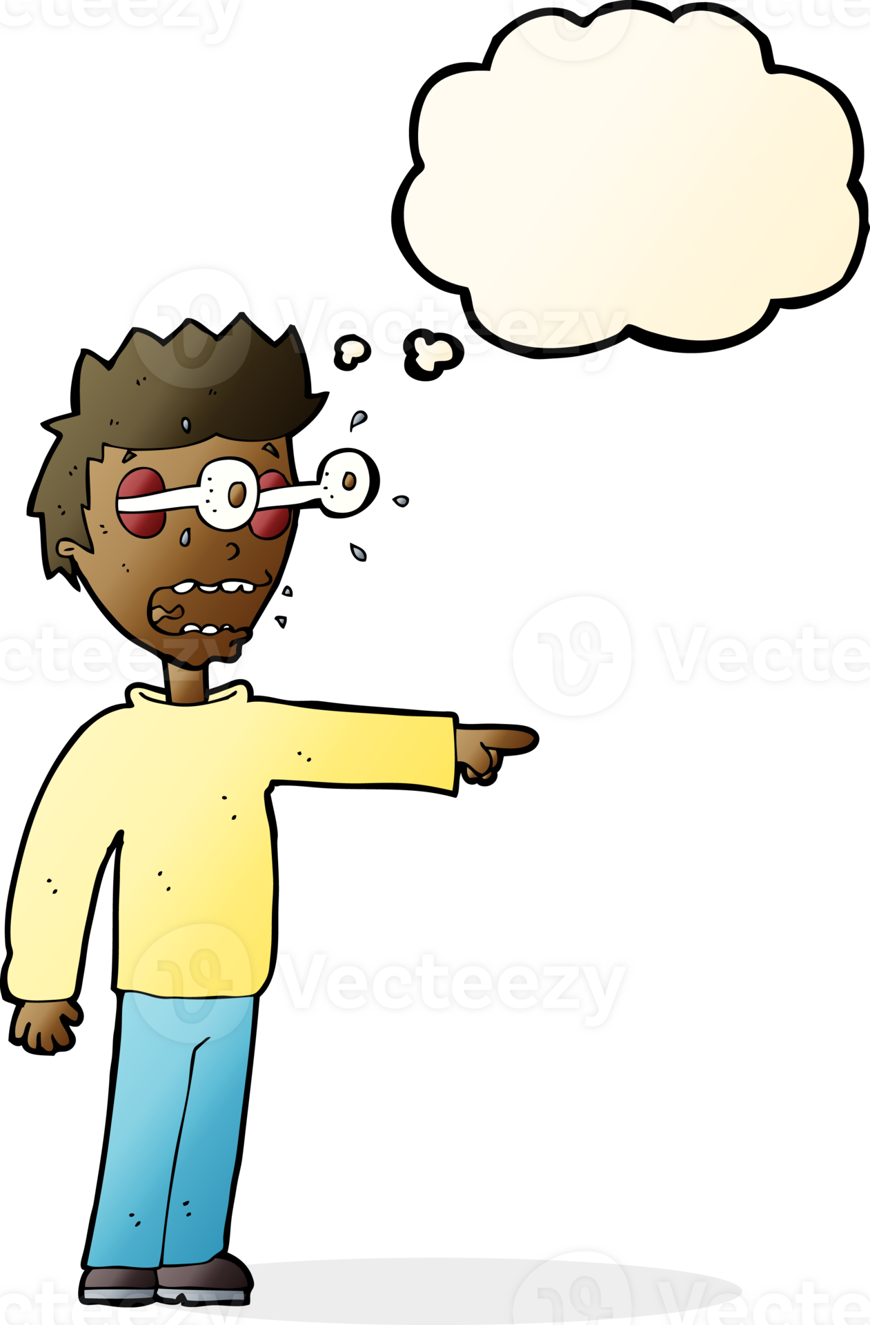 Cartoon Man With Popping Out Eyes With Thought Bubble 45279233 Png