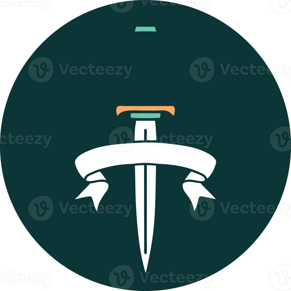 Icon With Banner Of A Dagger 45279787 Png