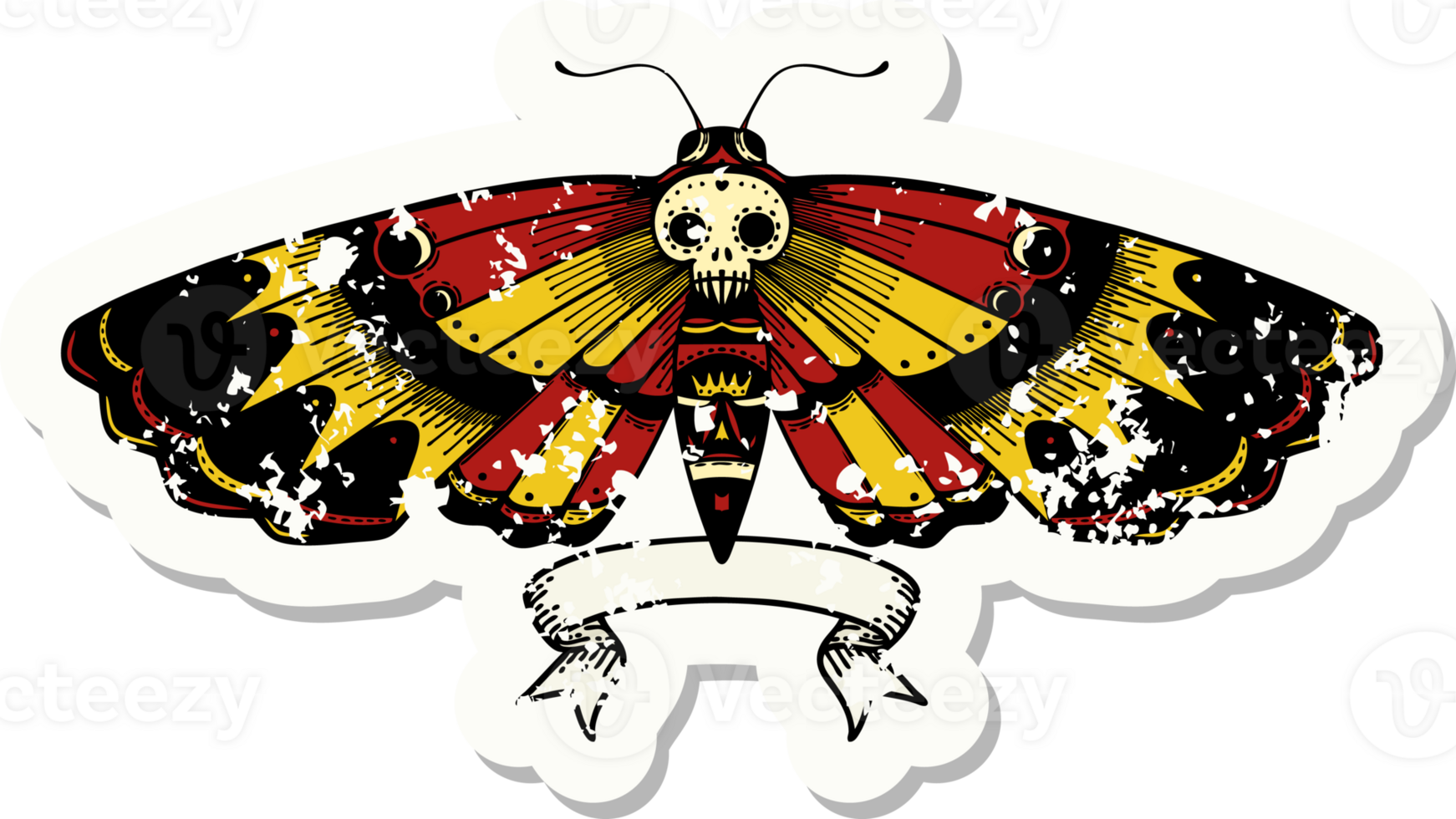 Grunge Sticker With Banner Of A Deaths Head Moth 45281739 Png