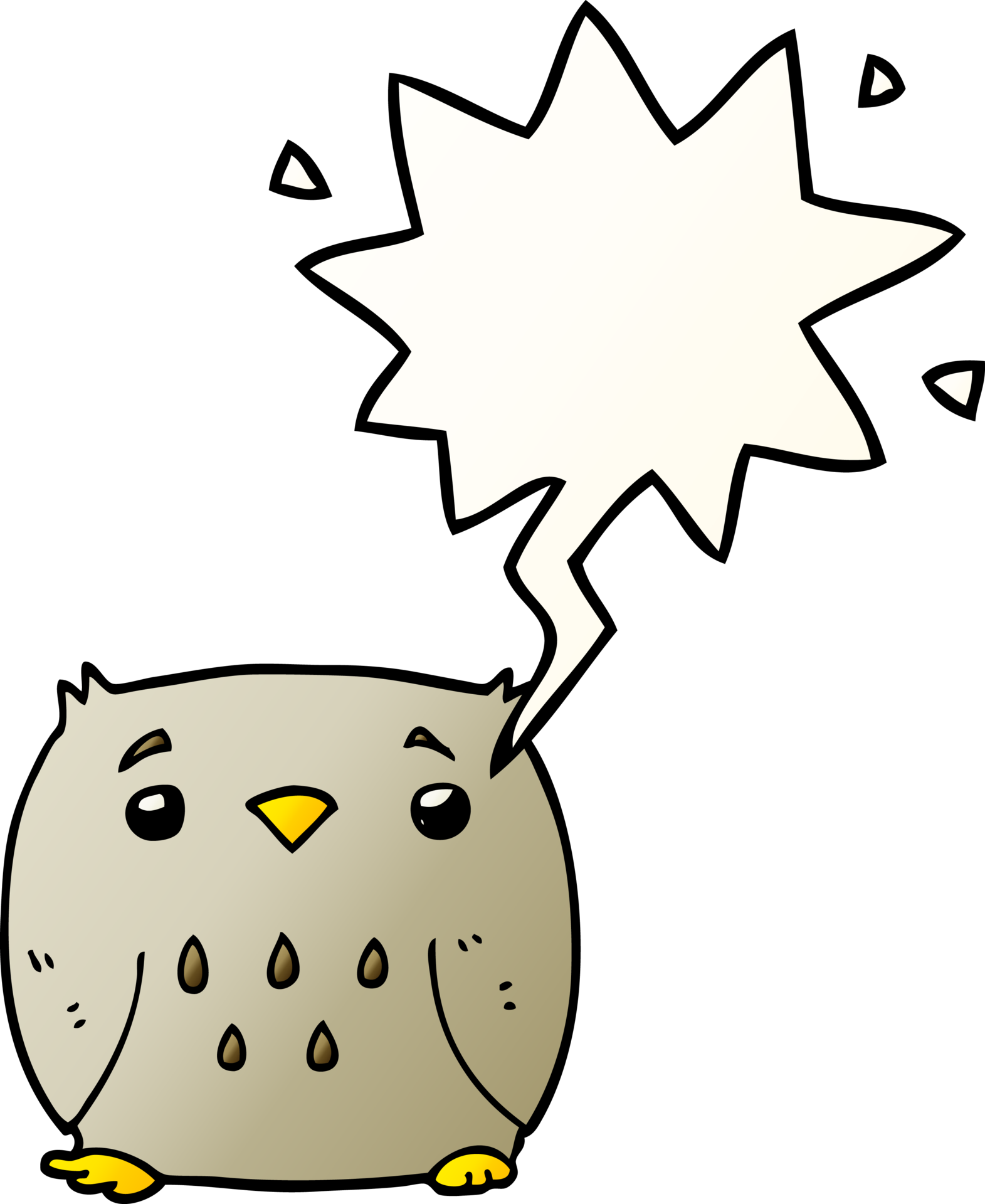 hibou de dessin animé et bulle de dialogue dans un style de dégradé ... hibou de dessin animé et bulle de dialogue dans un style de dégradé ...