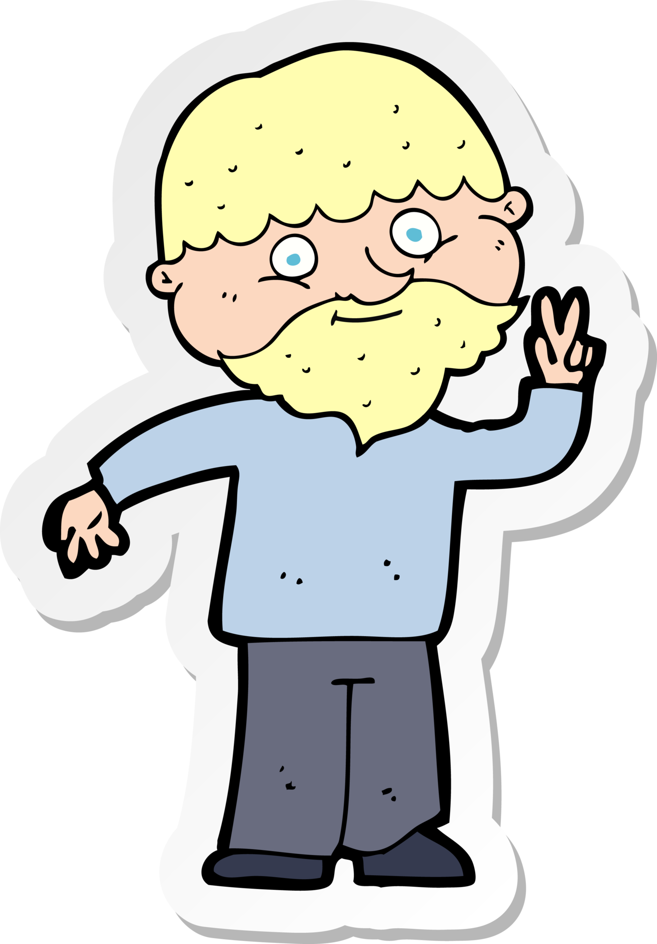 Aufkleber eines Cartoon-Mannes, der Peace-Zeichen gibt 45286002 PNG