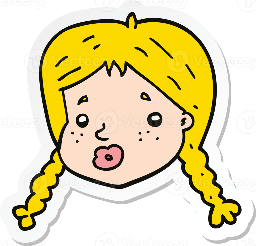 Sticker Of A Cartoon Girls Face 45286422 Png