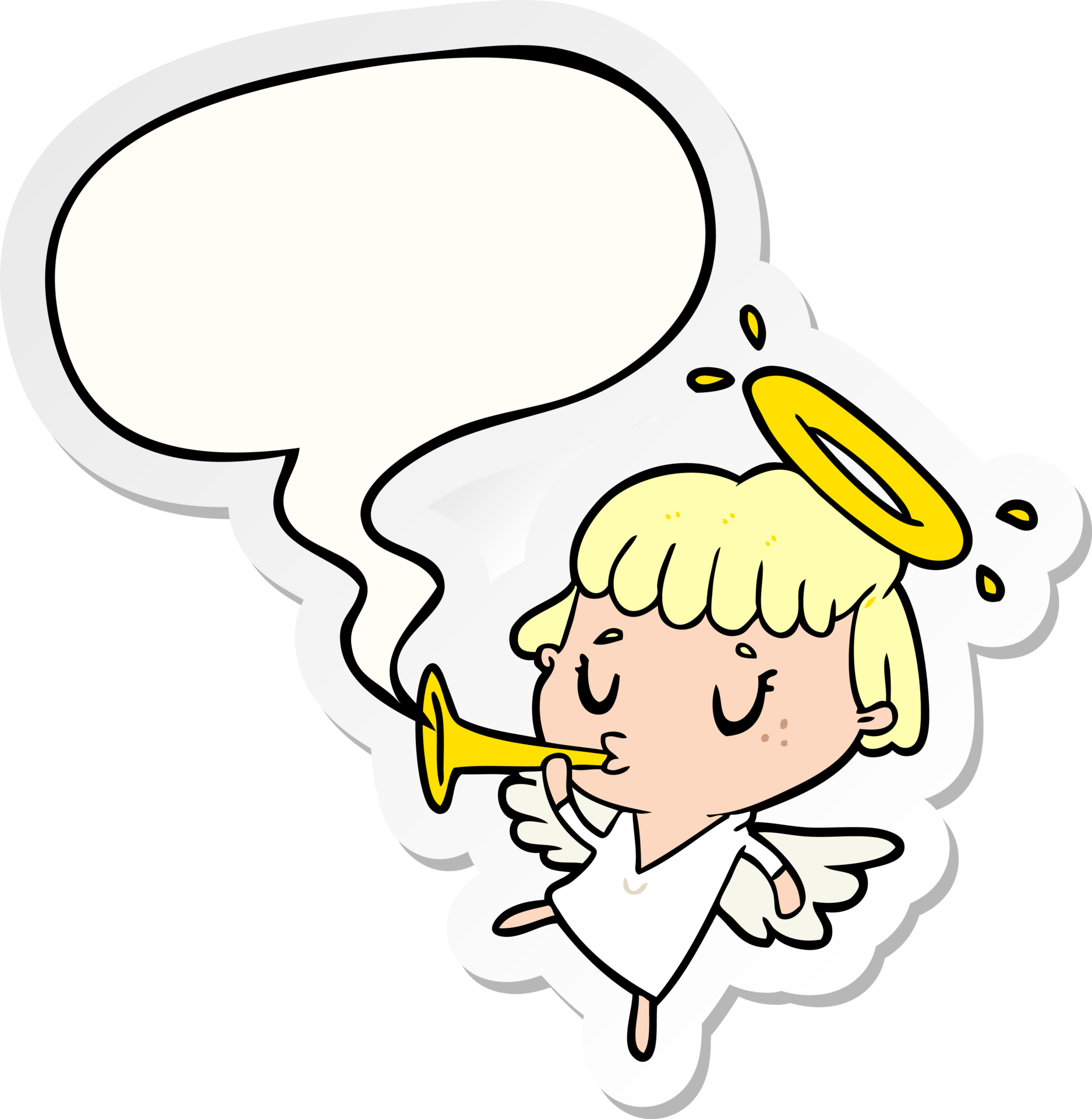 Cute Cartoon Angel And Speech Bubble Sticker 45287953 Png