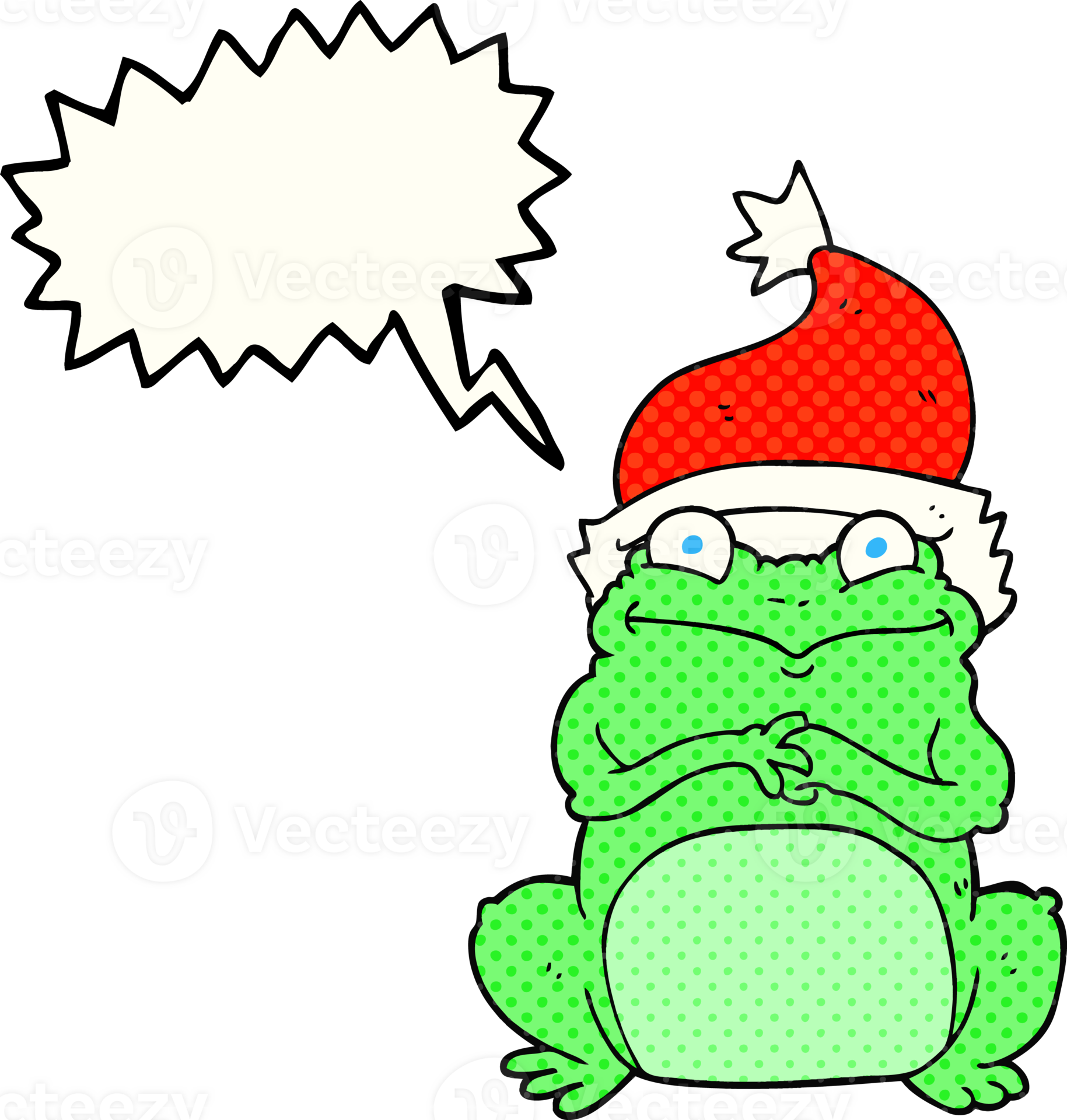 comic book speech bubble cartoon frog wearing christmas hat 45288811 PNG