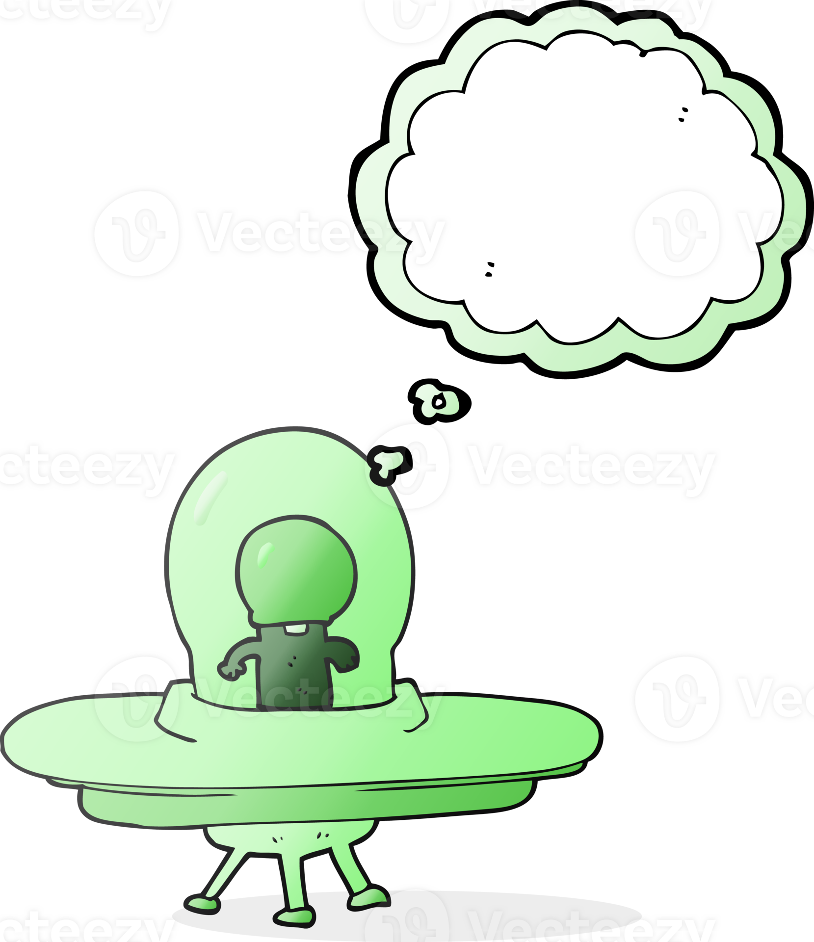 Thought Bubble Cartoon Alien In Flying Saucer 45288841 Png