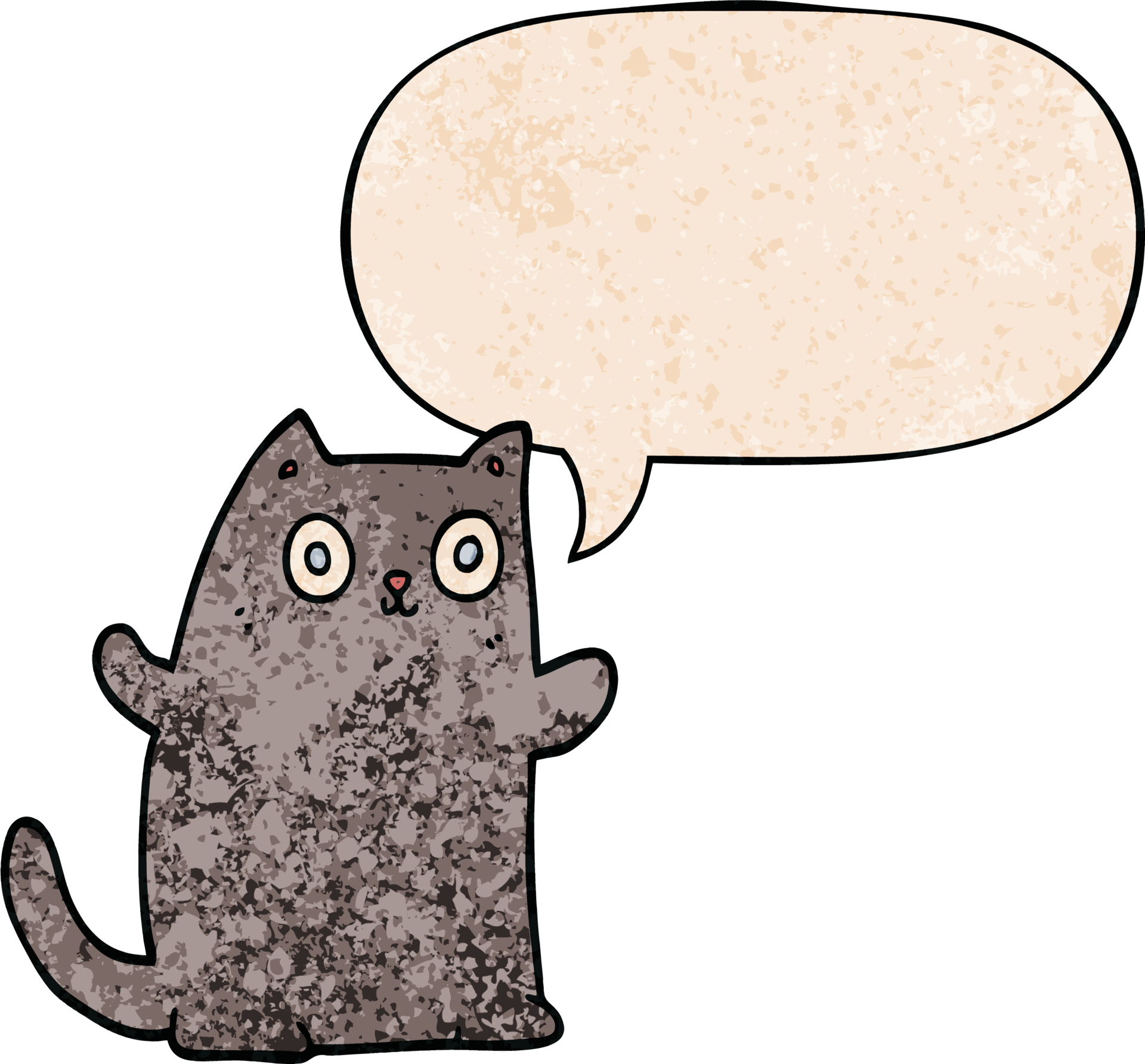chat de dessin animé et bulle de dialogue dans un style de texture ... chat de dessin animé et bulle de dialogue dans un style de texture ...