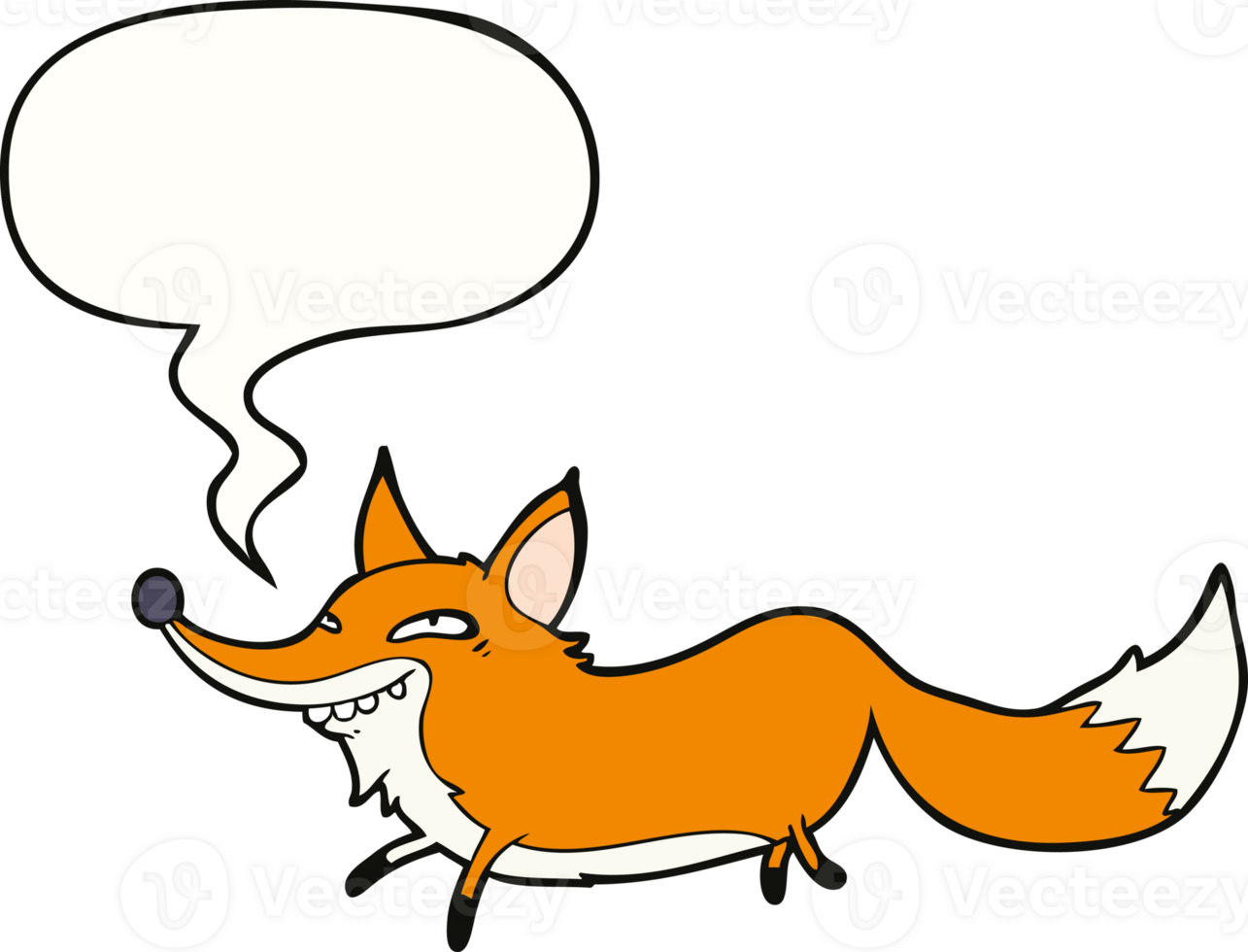 raposa astuta de desenho bonito e bolha de fala 45292102 PNG