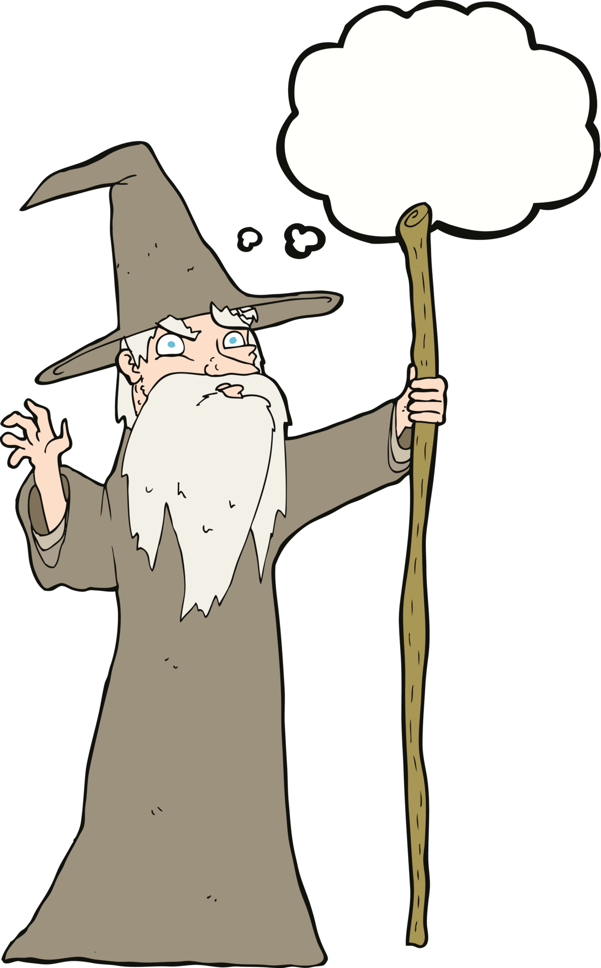 Cartoon Old Wizard With Thought Bubble 45294723 Png