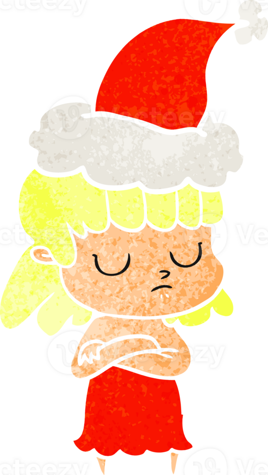 retro cartoon of a indifferent woman wearing santa hat 45295700 PNG