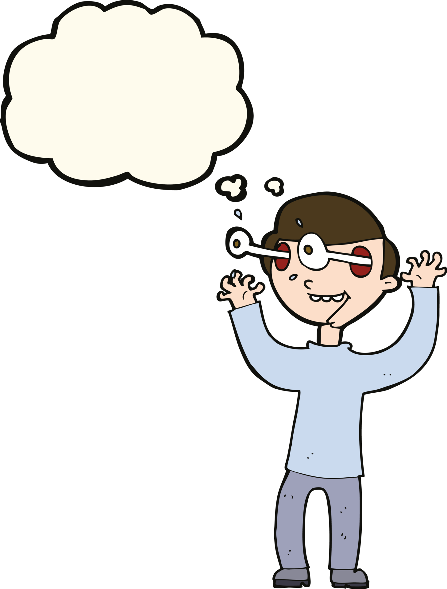 Cartoon Man With Popping Out Eyes With Thought Bubble 45295867 Png