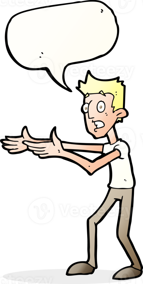 Cartoon Man Desperately Explaining With Speech Bubble 45296194 Png