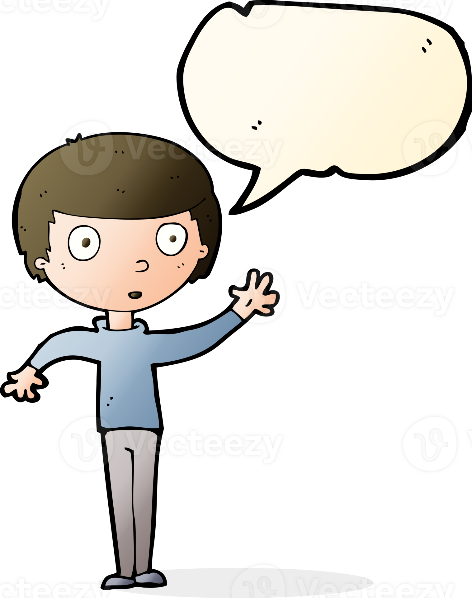 cartoon staring boy with speech bubble 45296672 PNG