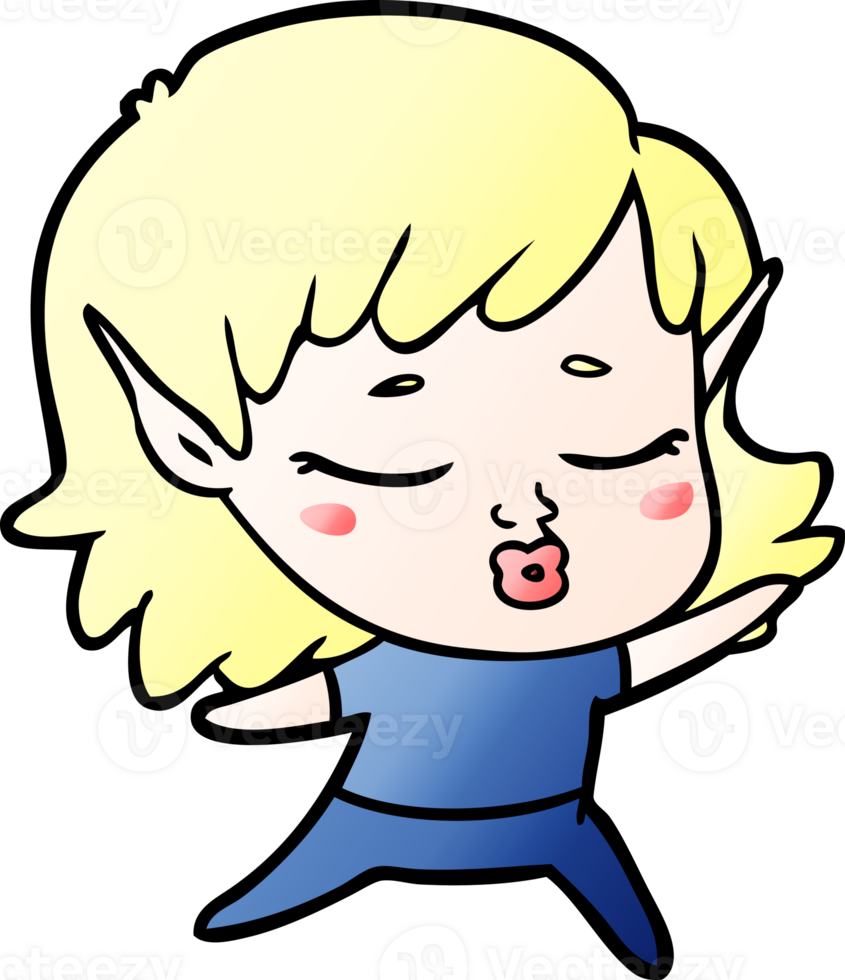 Pretty Cartoon Elf Girl 45301788 Png