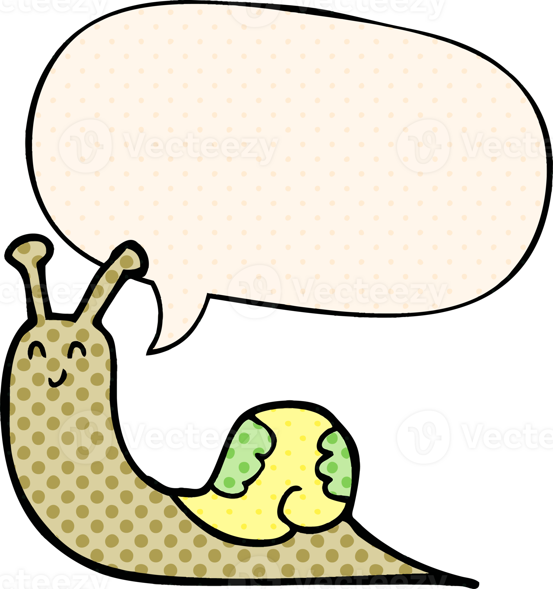 cute cartoon snail with speech bubble in comic book style 45305757 PNG