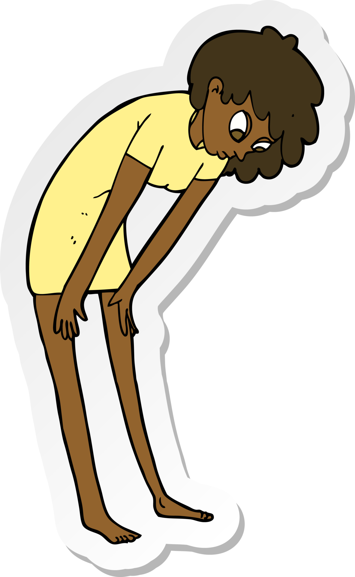 Pegatina De Una Mujer De Dibujos Animados Mirando Sus Pies 45308349 Png