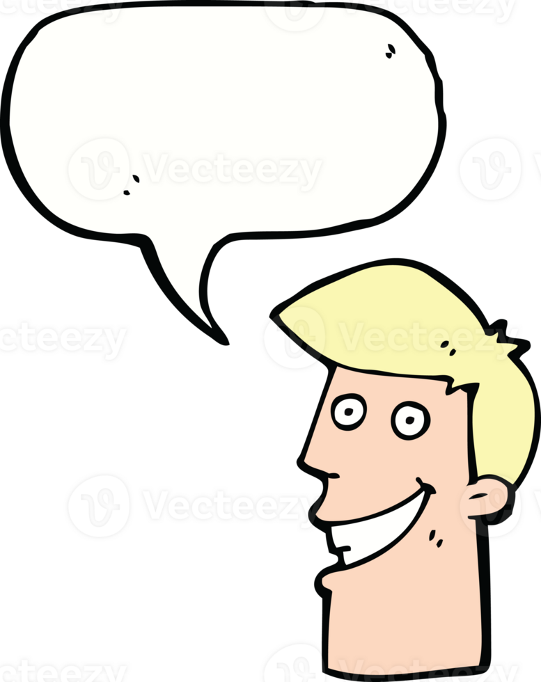 Cartoon Grinning Man With Speech Bubble 45310279 Png