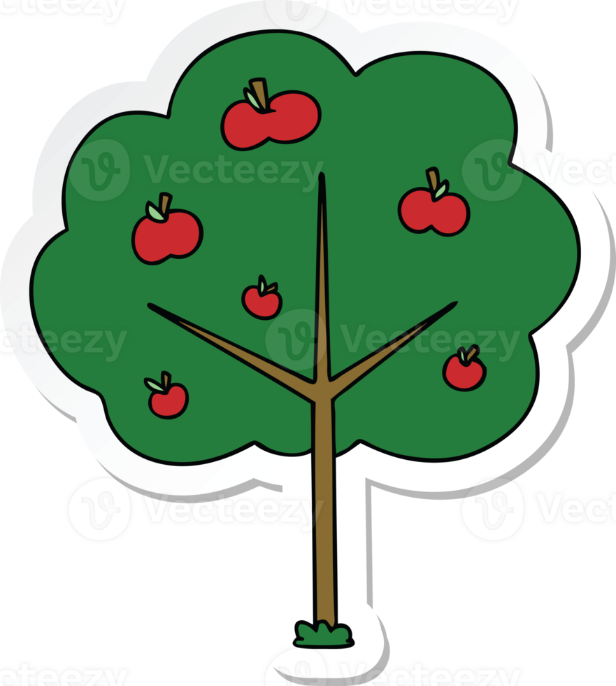 Sticker Of A Quirky Hand Drawn Cartoon Tree 45312007 Png
