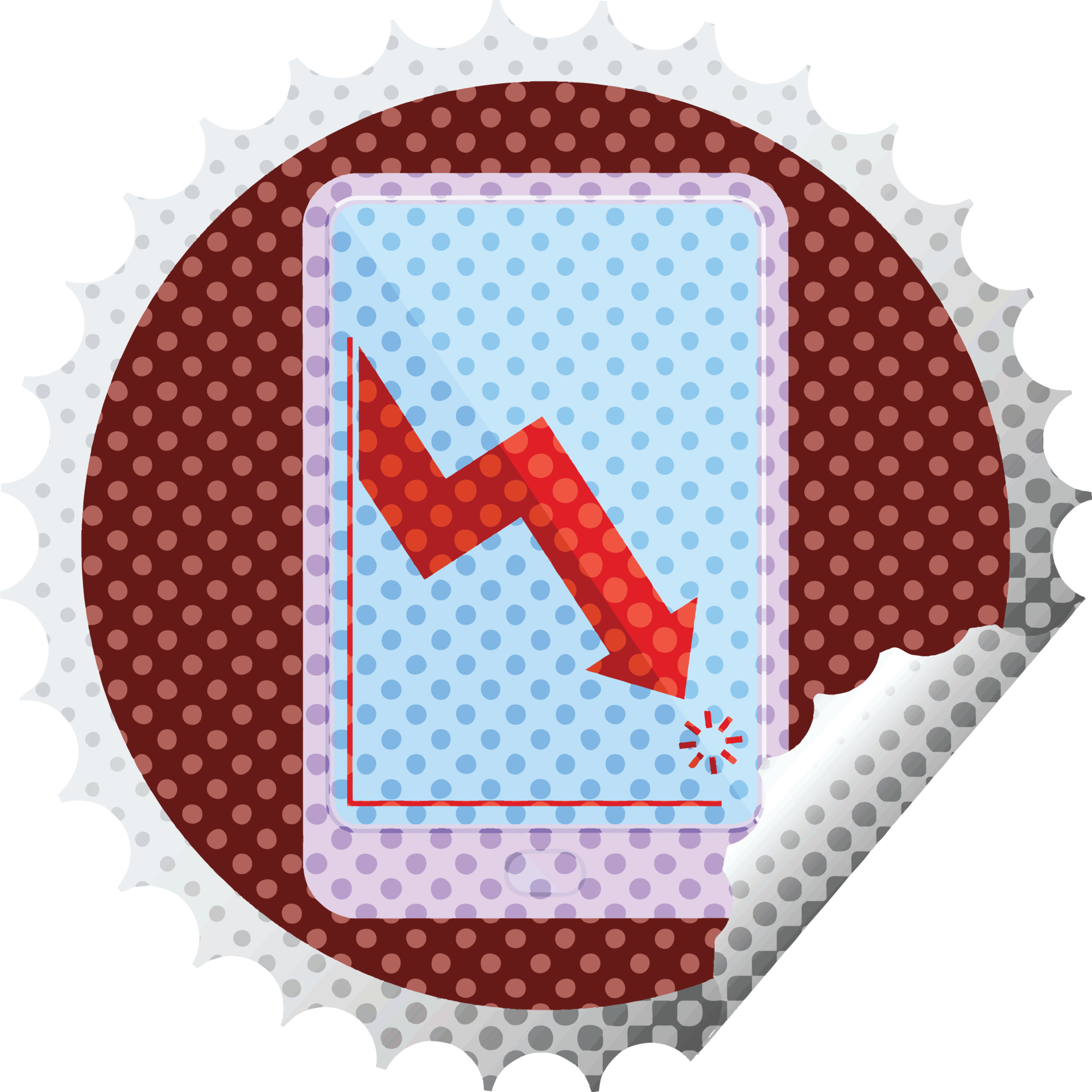 Electronic Tablet Showing Business Performance Graphic Png Illustration Round Sticker Stamp
