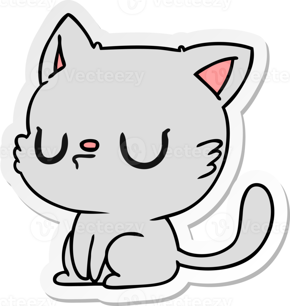Drawn Sticker Cartoon Of Cute Kawaii Cat 45322848 Png