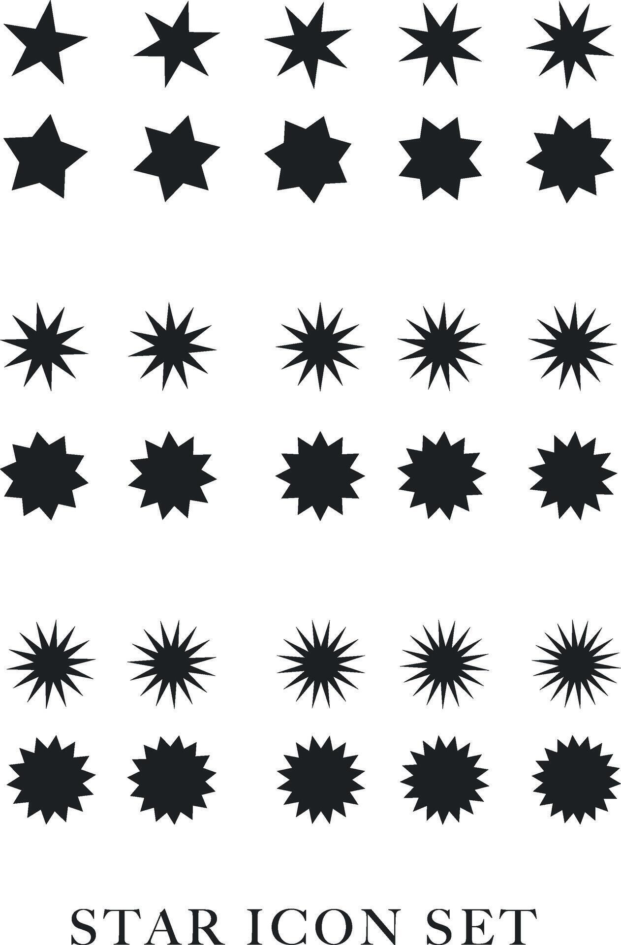 Retro star collection, stroke fill icons with Abstract modern Y2k Collection of star shapes ...
