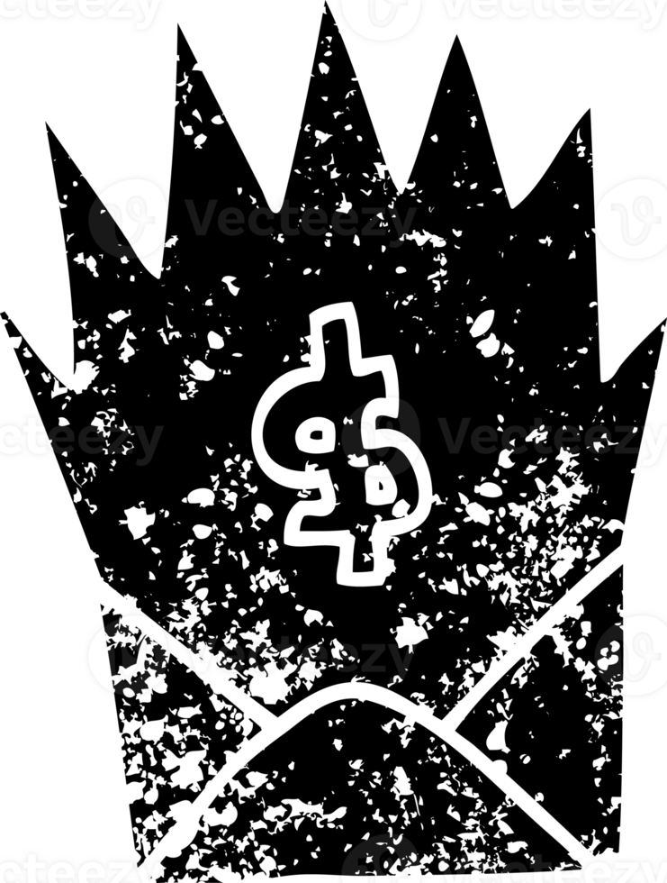 line drawing cartoon unexpected pay check distressed icon 45341408 PNG