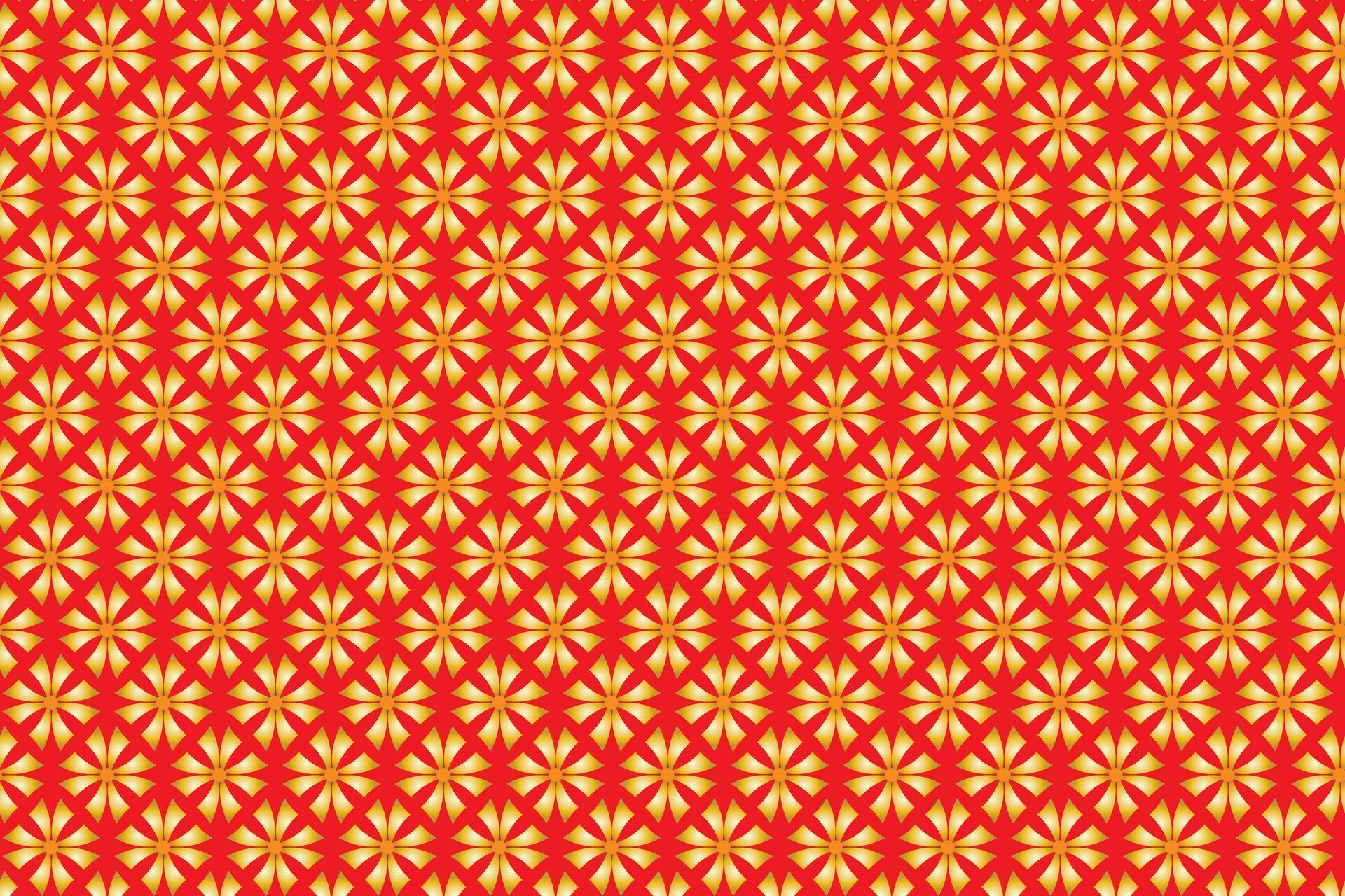 Illustration Pattern Abstract Geometric Style Repeating Of Abstract Gold Flower On Red