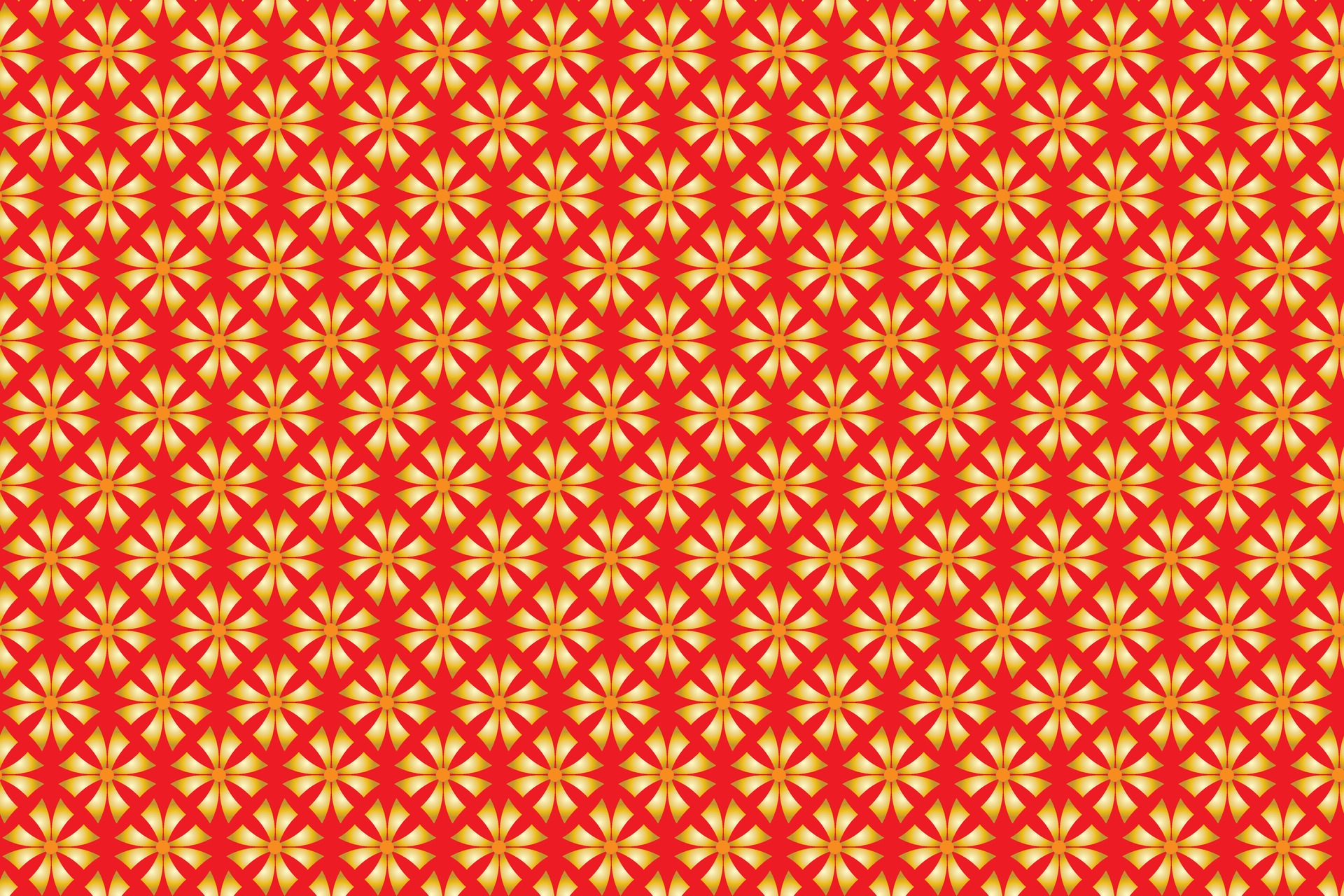 Illustration Pattern Abstract Geometric Style Repeating Of Abstract Gold Flower On Red
